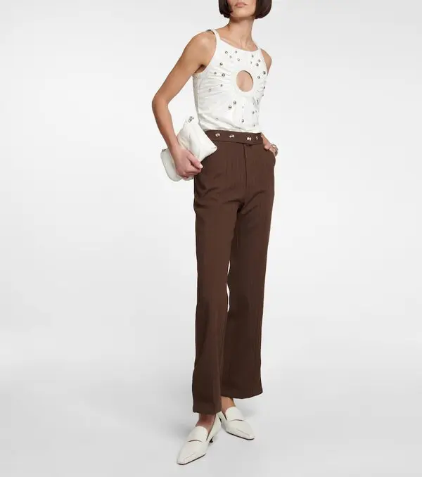 JACQUES WEI High-rise Split-hem Straight Pants In Dark
