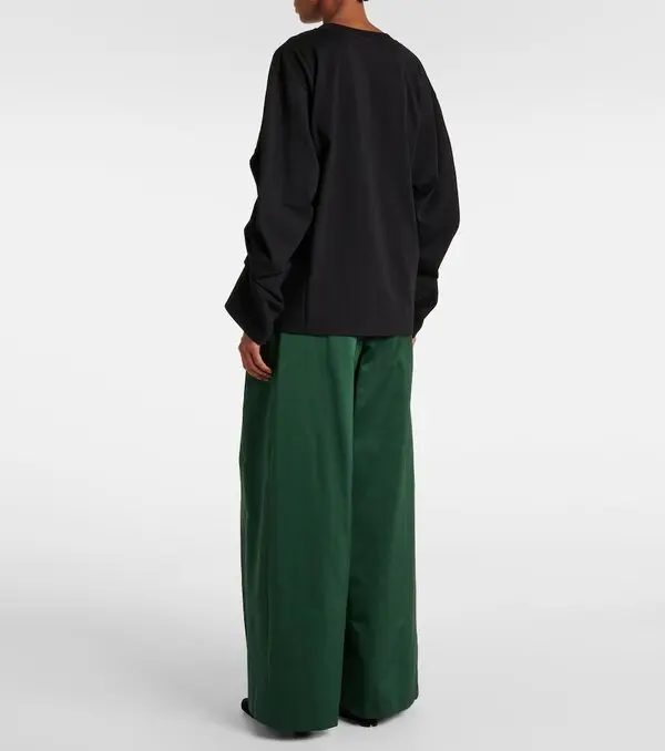 Dries Van Noten Ruched Cotton Jersey Sweatshirt - Black