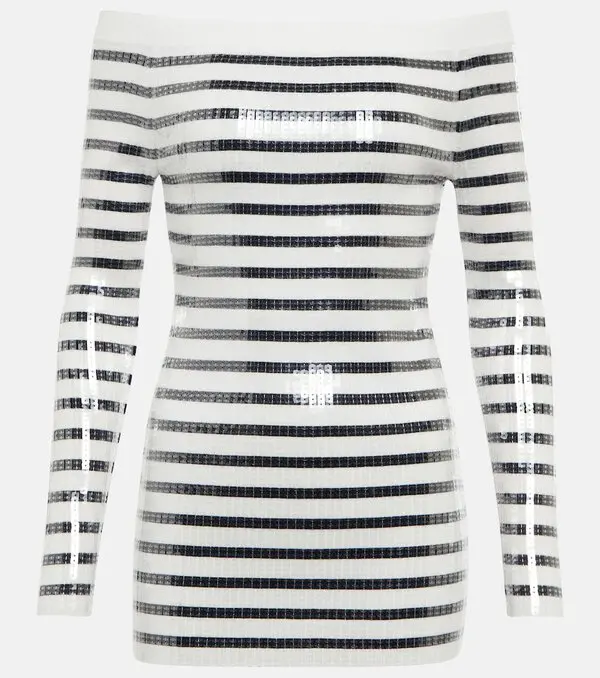 JEAN PAUL GAULTIER Sequined Striped Sweater Mini Dress - Multicoloured