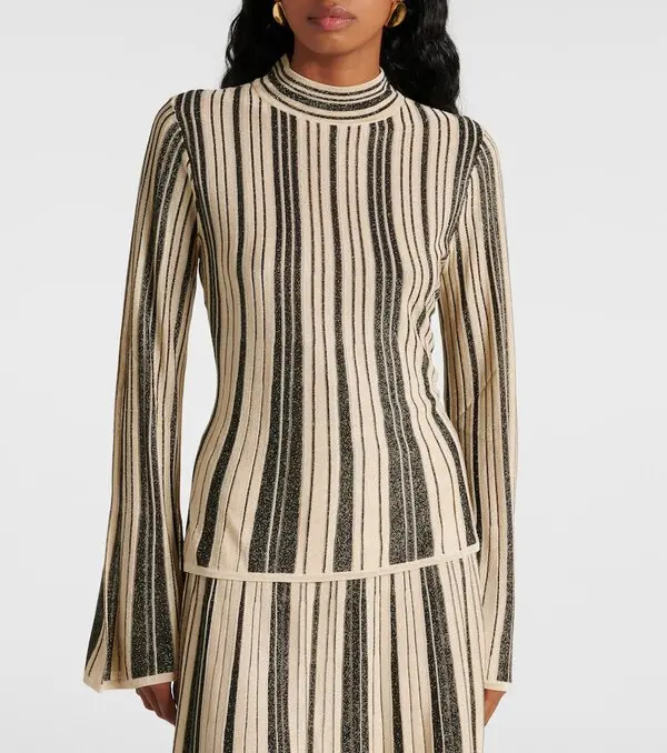 Zimmermann Striped Metallic Knit Top
