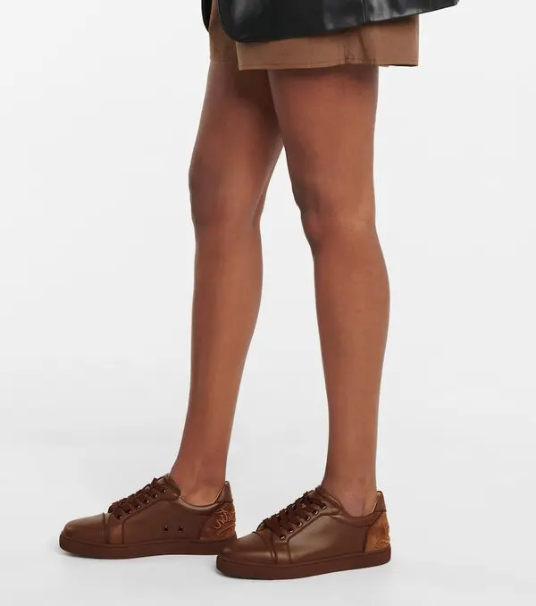 CHRISTIAN LOUBOUTIN Fun Vieira Calf Leather Sneakers - Brown