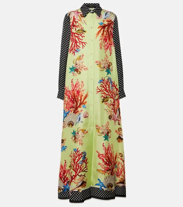 Dolce & Gabbana Capri Printed Silk Satin Shirt Dress - Multicoloured