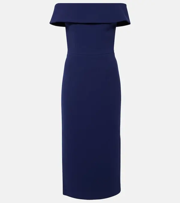 Rebecca Vallance Off-shoulder Crepe Midi Dress - Blue