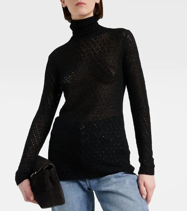 TOTEME Crochet Turtleneck Top