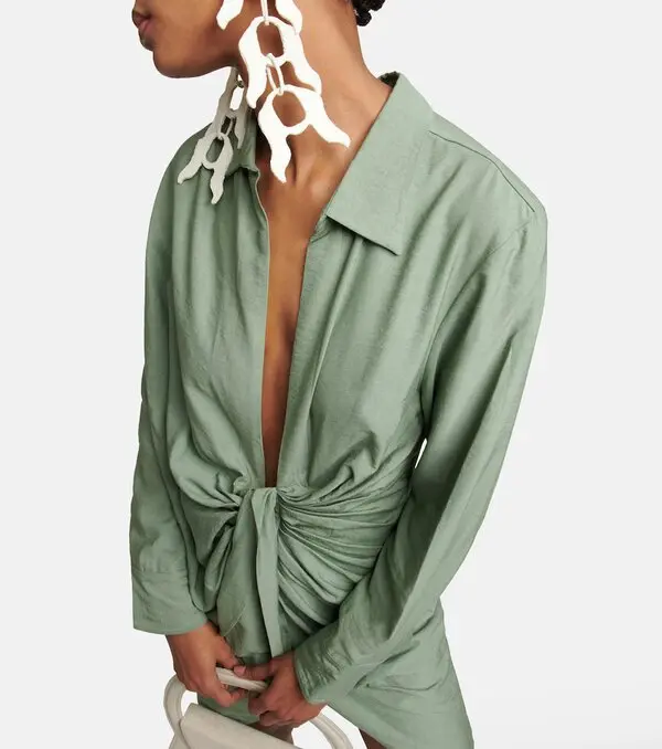 Jacquemus La Robe Bahia Tie-detailed Mini Dress - Green