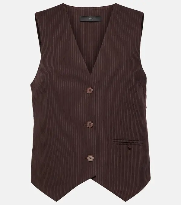 SIR. Guillaume Pinstriped Vest - Red