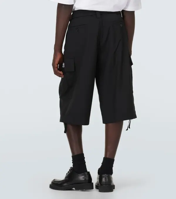 Kenzo Virgin Wool Cargo Shorts - Black