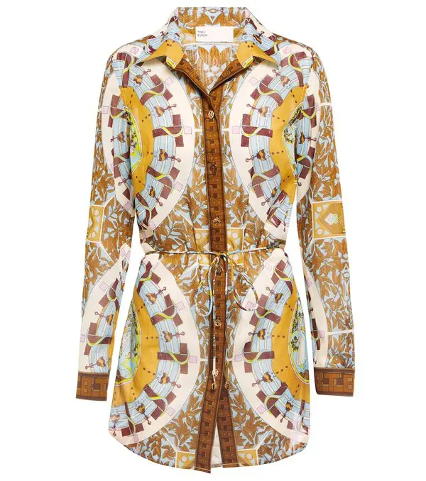 Tory Burch Printed Cotton Belted Shirt - Multicoloured