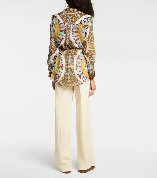 Tory Burch Printed Cotton Belted Shirt
