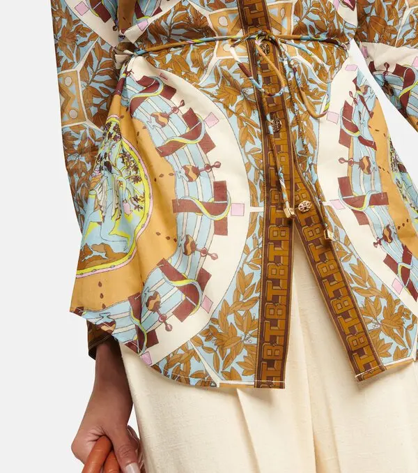 Tory Burch Printed Cotton Belted Shirt