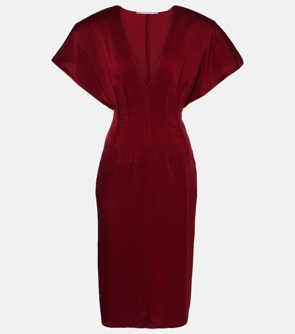 Stella McCartney Draped Satin Midi Dress - Red