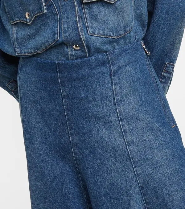Khaite Lennox Denim Midi Skirt