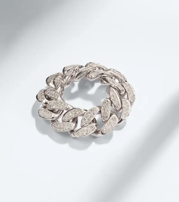 Shay Jewelry 18kt White Gold Flat Link Diamond Ring