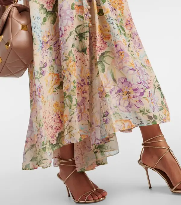 Zimmermann Halliday Gathered Floral Maxi Dress