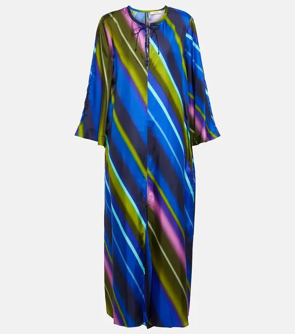 Dorothee Schumacher Citylight Stripes Silk-twill Midi Dress - Multicoloured