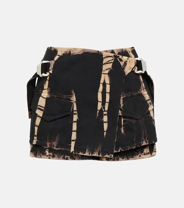 DION LEE Tie & Dye Denim Wrap Mini Skirt