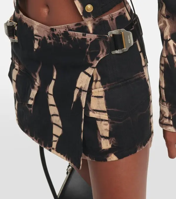 DION LEE Tie & Dye Denim Wrap Mini Skirt