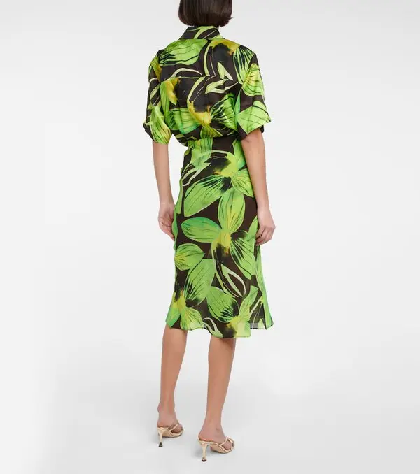 LOUISA BALLOU Printed Cotton And Silk Georgette Midi Skirt