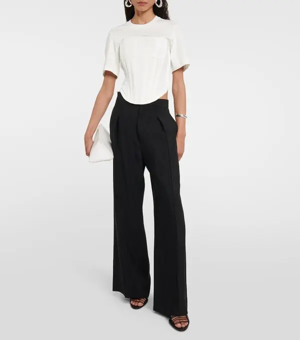 DION LEE Cotton Jersey Corset T-shirt - White