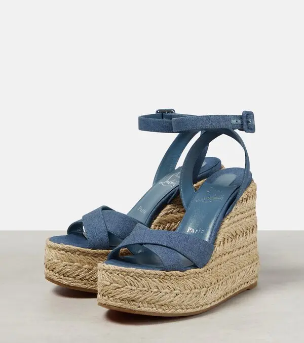 CHRISTIAN LOUBOUTIN Mariza Zeppa Canvas Espadrille Sandals