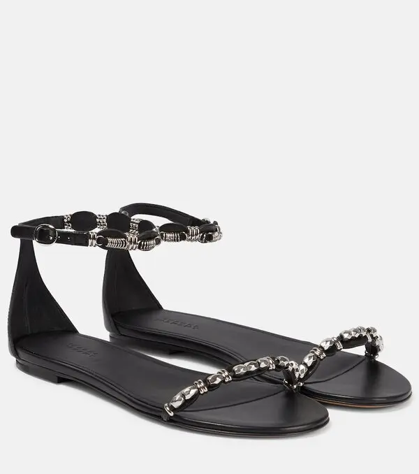 Isabel Marant Étoile Embellished Leather Sandals - Black