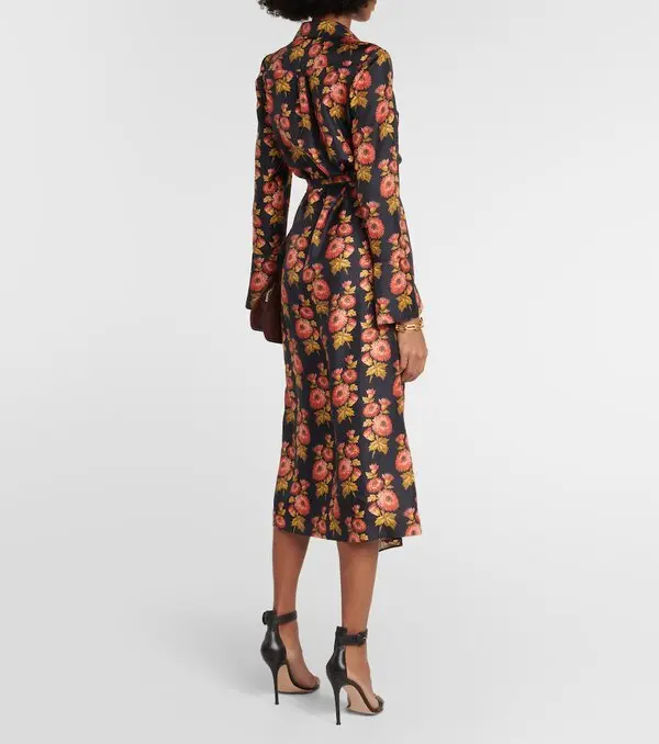 Etro Floral Silk Twill Midi Wrap Dress