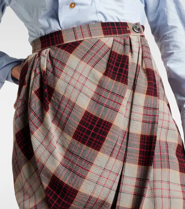 VIVIENNE WESTWOOD Drunken Drape Checked Midi Skirt