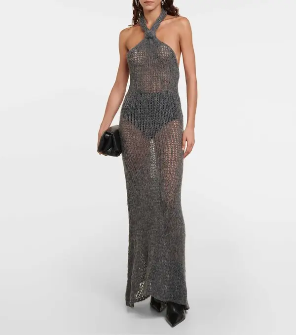 ANN DEMEULEMEESTER Halterneck Alpaca-blend Maxi Dress
