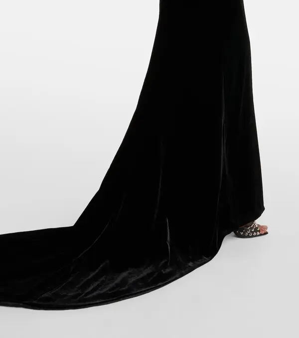 Alessandra Rich Bow Detail Velvet Gown