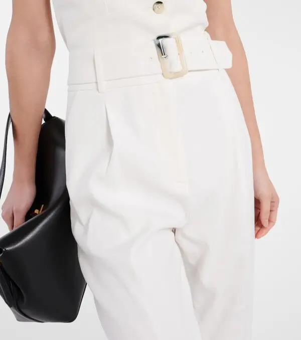 Veronica Beard Sofia High-rise Tapered Linen-blend Trousers