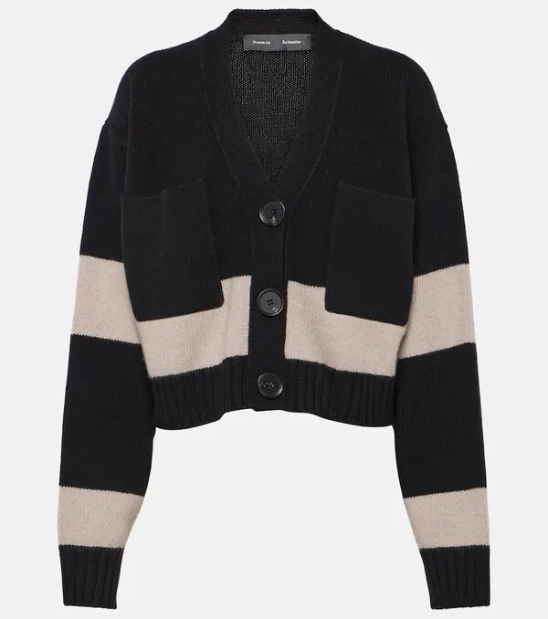 Proenza Schouler Sofia Cropped Cardigan In Wool And Cashmere - Black