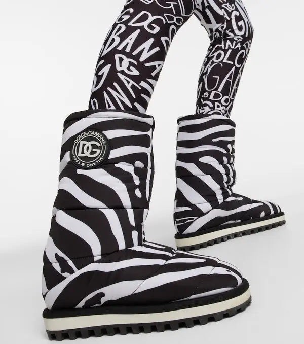 Dolce & Gabbana Padded Zebra Print Snow Boots