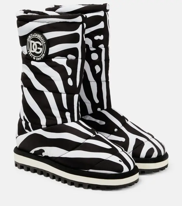 Dolce & Gabbana Padded Zebra Print Snow Boots - Multicoloured