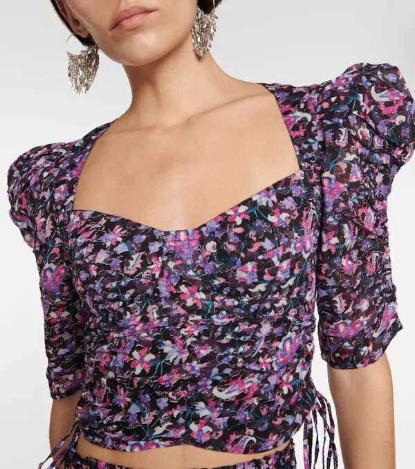 MARANT ETOILE Galaor Floral Cotton Crop Top