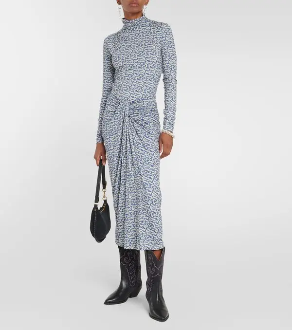 MARANT ETOILE Jeldia Printed Jersey Midi Skirt