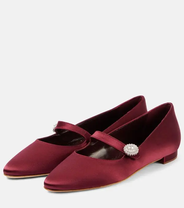 Manolo Blahnik Marijanaflat Embellished Mary Jane Flats