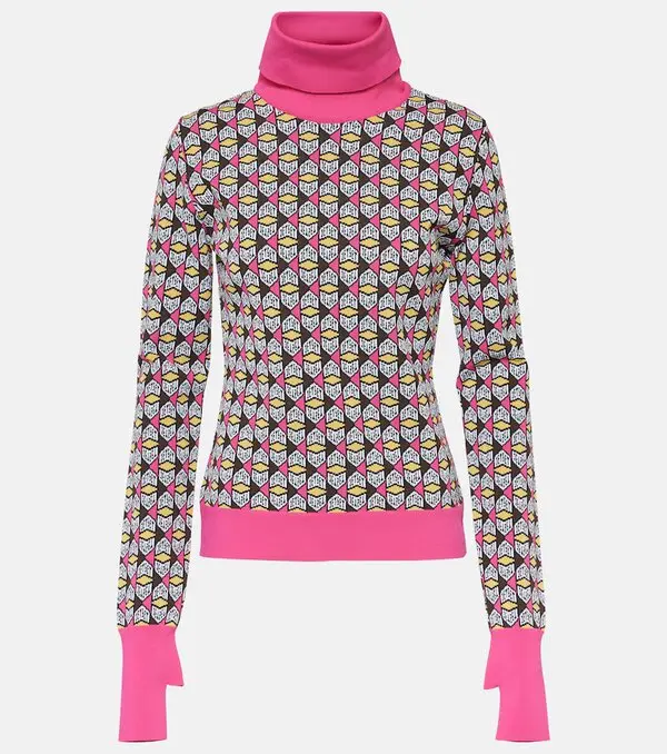 JETSET Geometric Print Turtleneck Sweater