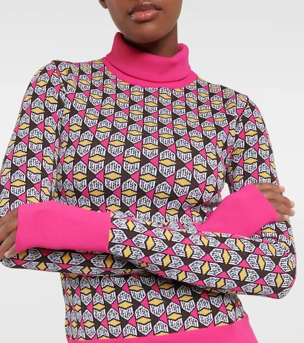 JETSET Geometric Print Turtleneck Sweater