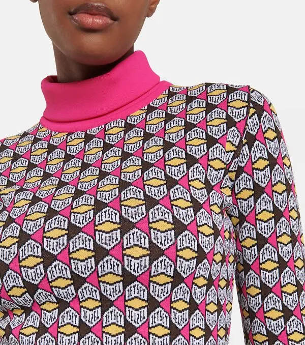 JETSET Geometric Print Turtleneck Sweater
