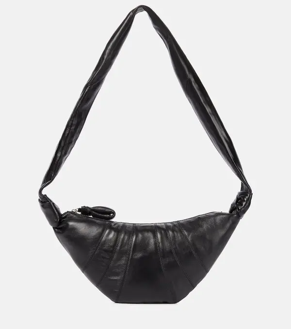 LEMAIRE Croissant Small Leather Shoulder Bag - Black