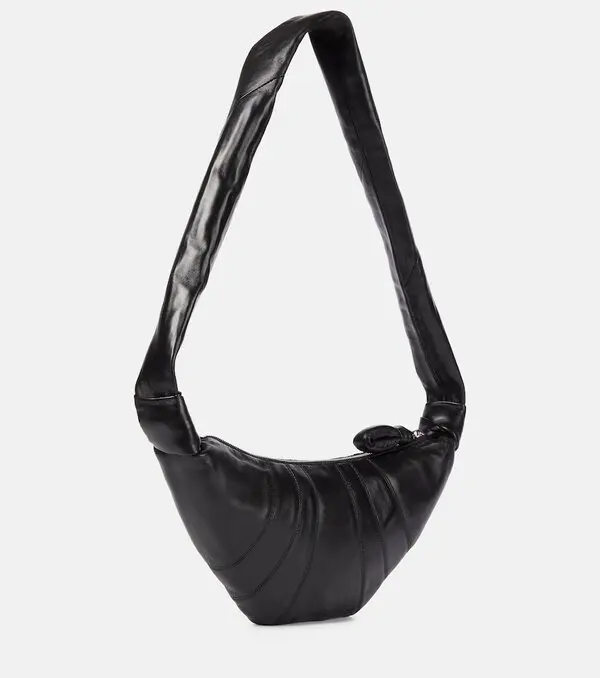 LEMAIRE Croissant Small Leather Shoulder Bag - Black