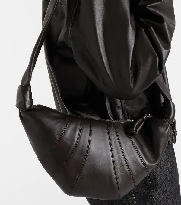 LEMAIRE Croissant Small Leather Shoulder Bag - Black
