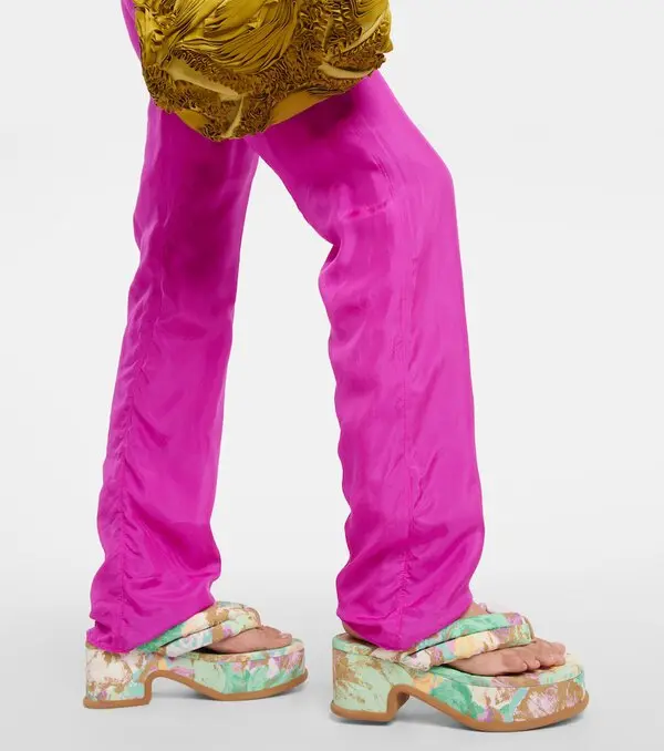 Dries Van Noten Floral-printed Platform Thong Sandals - Multicoloured