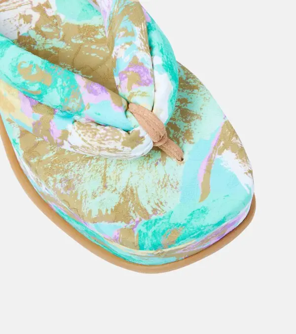 Dries Van Noten Floral-printed Platform Thong Sandals - Multicoloured