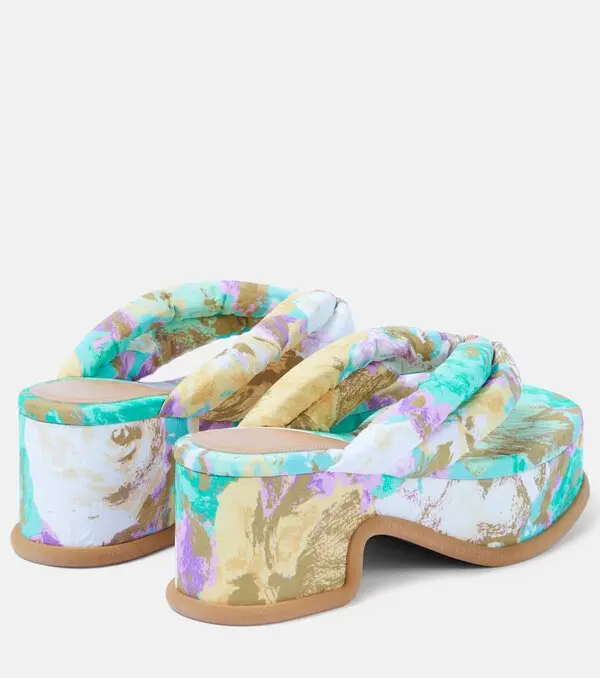 Dries Van Noten Floral-printed Platform Thong Sandals - Multicoloured