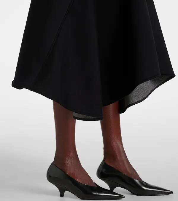 Plan C Pleated Asymmetric Midi Skirt