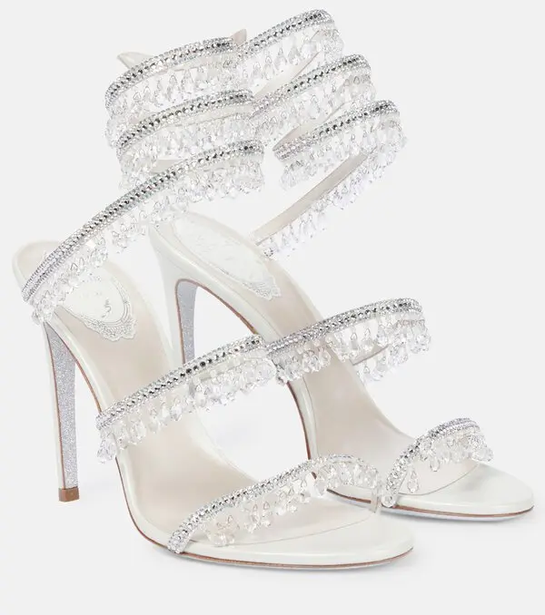 Rene Caovilla Embellished Leather Sandals - Silver