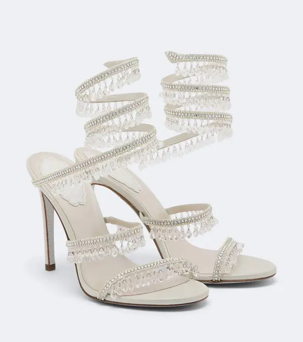 Rene Caovilla Chandelier Embellished Leather Sandals - Silver