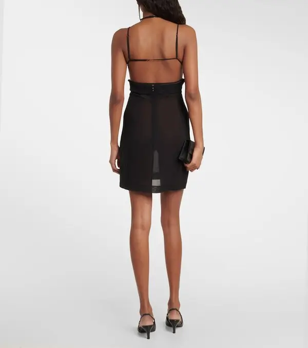NENSI DOJAKA Cutout Halterneck Cotton Minidress