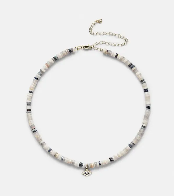 SYDNEY EVAN 14kt Yellow Gold Opal Beaded Choker With Diamond Accent - Multicoloured